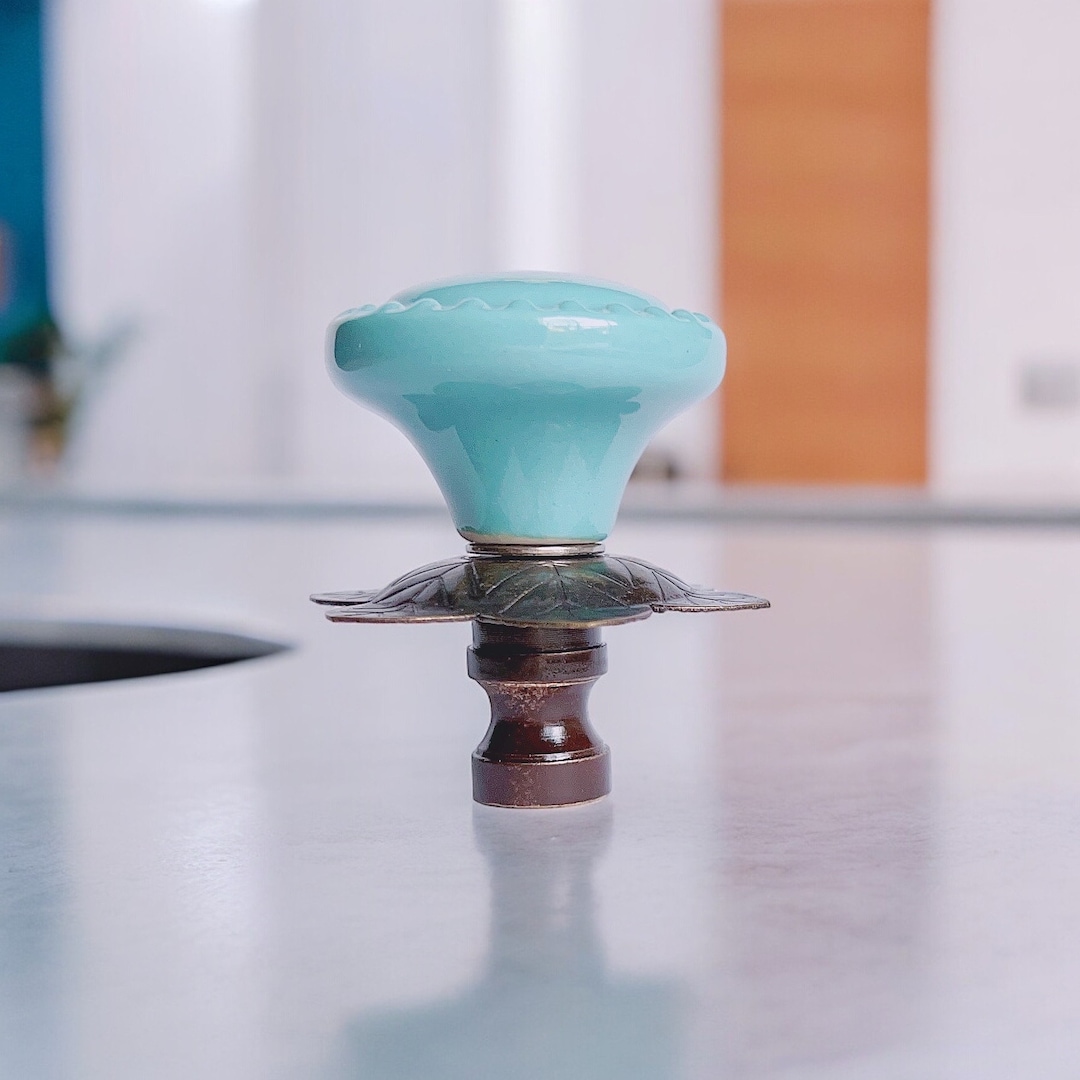 Porcelain Lamp Finials Aqua Blue, Shade Toppers, Set of 2 - Etsy