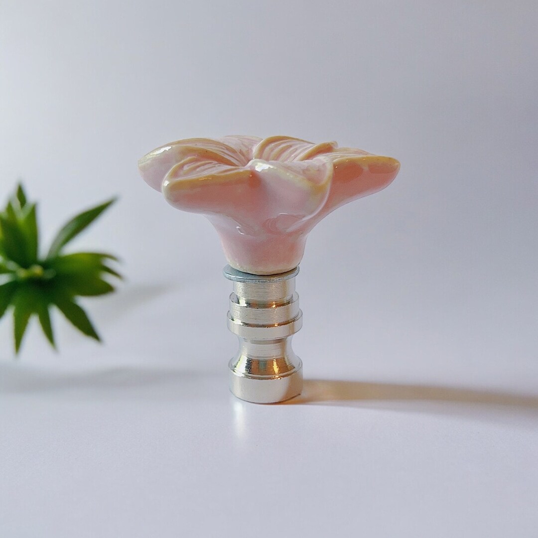Pink Floral Porcelain Lamp Finials, Harp Toppers, Set of 2 - Etsy