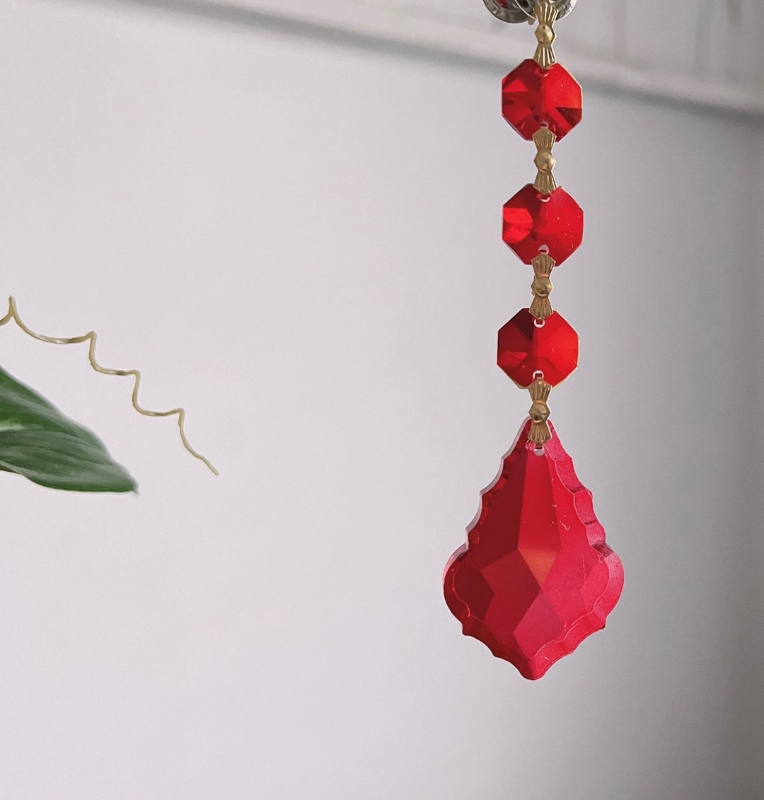 Red Crystal Maple Leaf Prism: Chandelier Decoration (10pcs) - Etsy