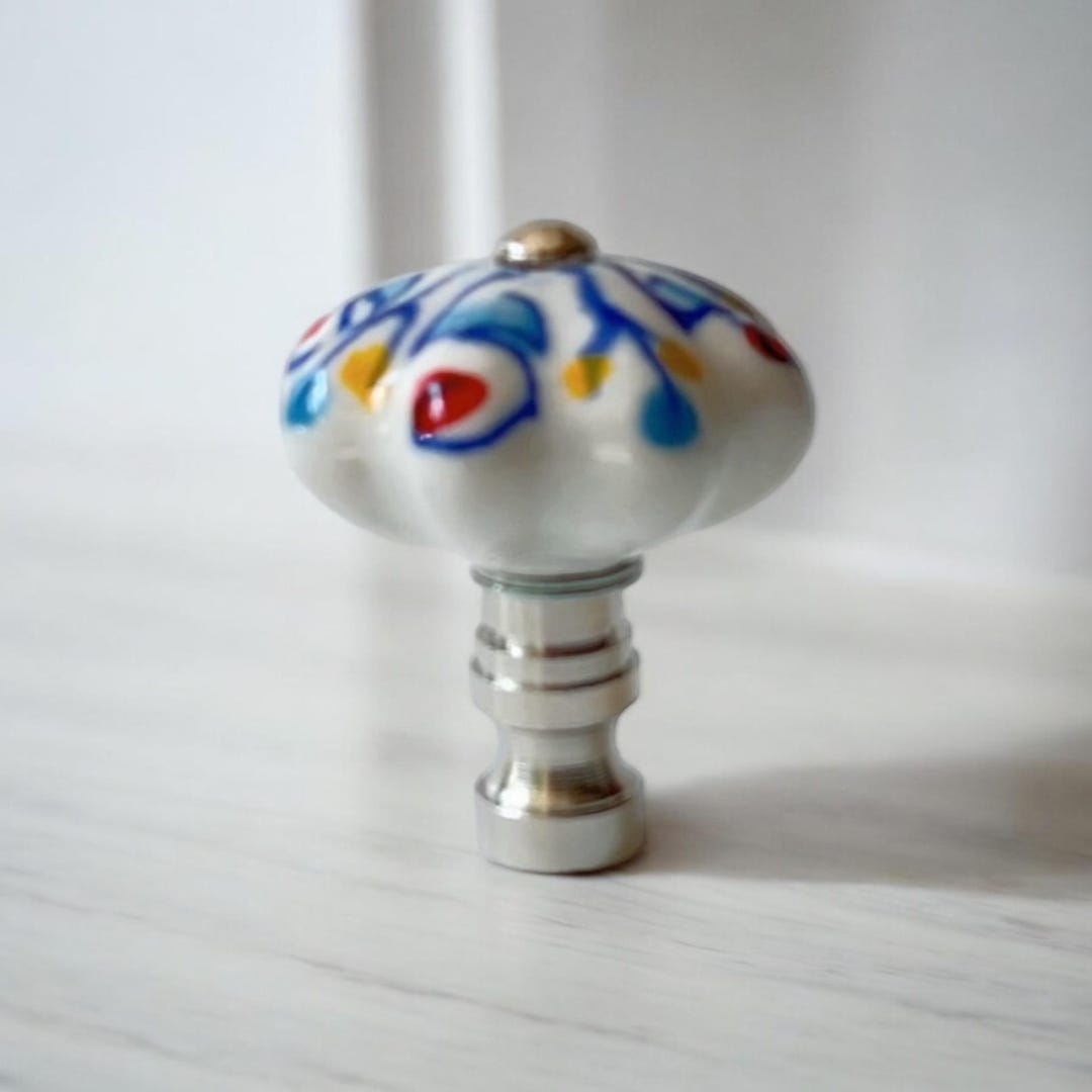 Set of 2 Porcelain Lamp Shade Finials - Shade Toppers - 2" Tall - Fit ...