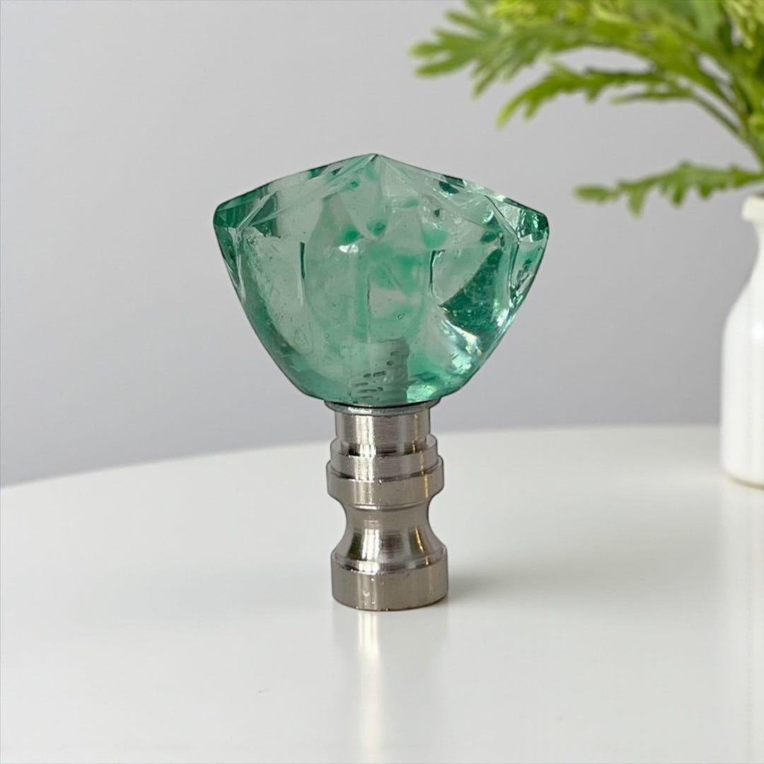 Green Glass Lamp Shade Finials, Harp Toppers, Set of 2 - Etsy