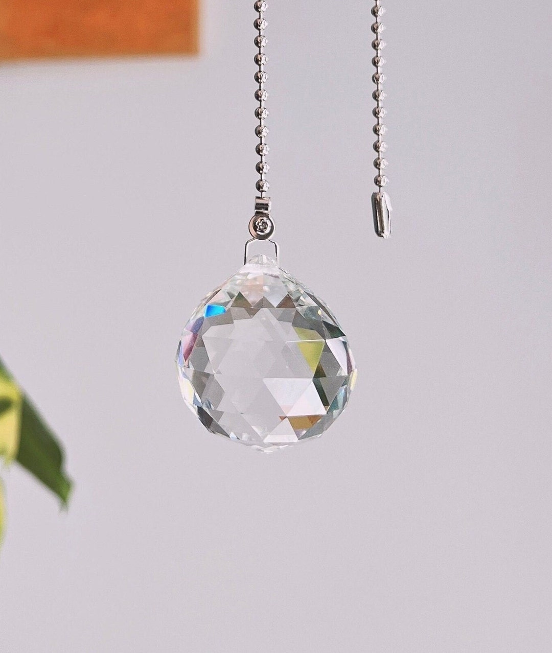 Set Of2 Glass Crystal Ball Ceiling Lighting Fan Pull Bead - Etsy