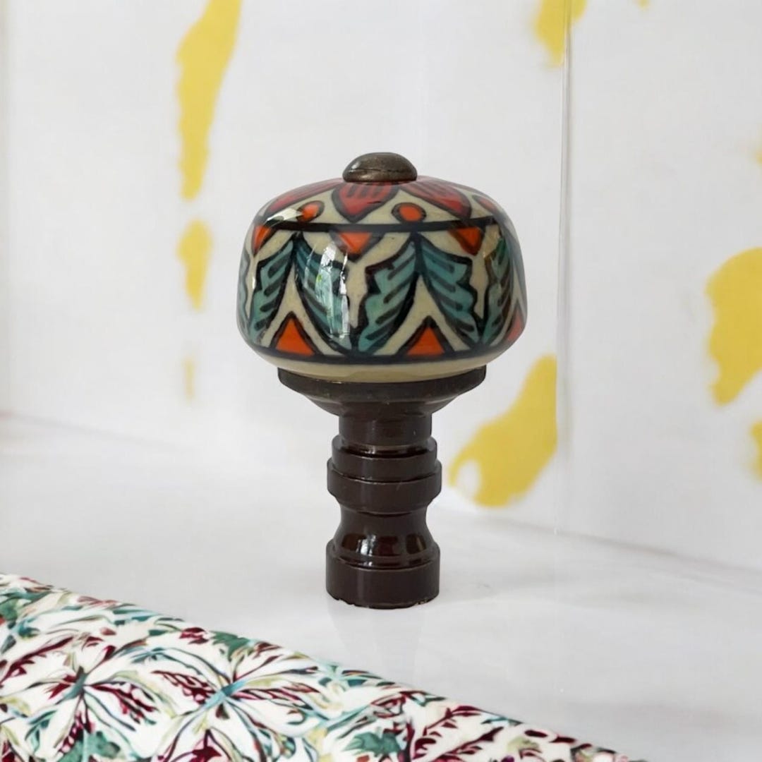 Porcelain Lamp Shade Finials Elegant Floral Design, 2" Tall - Set of 2 ...
