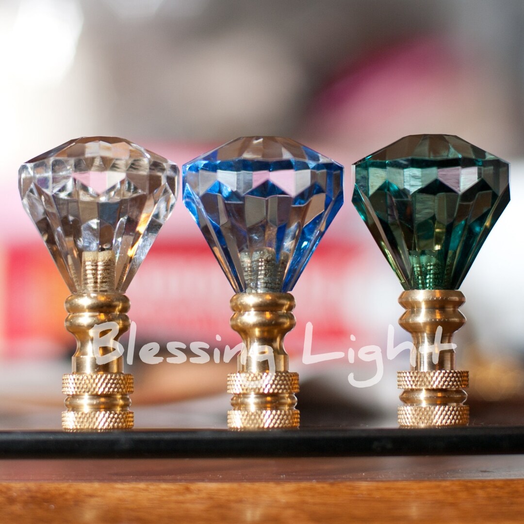 Set of 2 Acrylic Diamond Lamp Shade Finials, Harp Toppers - Etsy