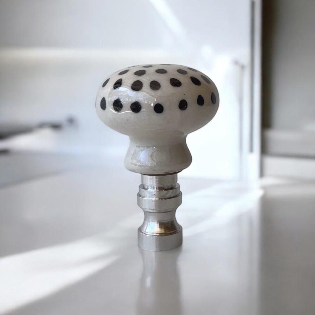 Porcelain Lamp Shade Finials: Black Dots, Bronze Base, Set of 2 - Etsy