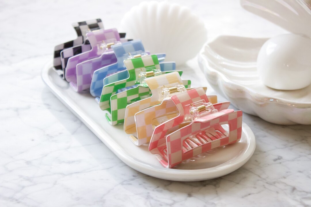 Ciara Checker Claw Clips Checkered Claw Clips Hair Claw Clip Hair ...