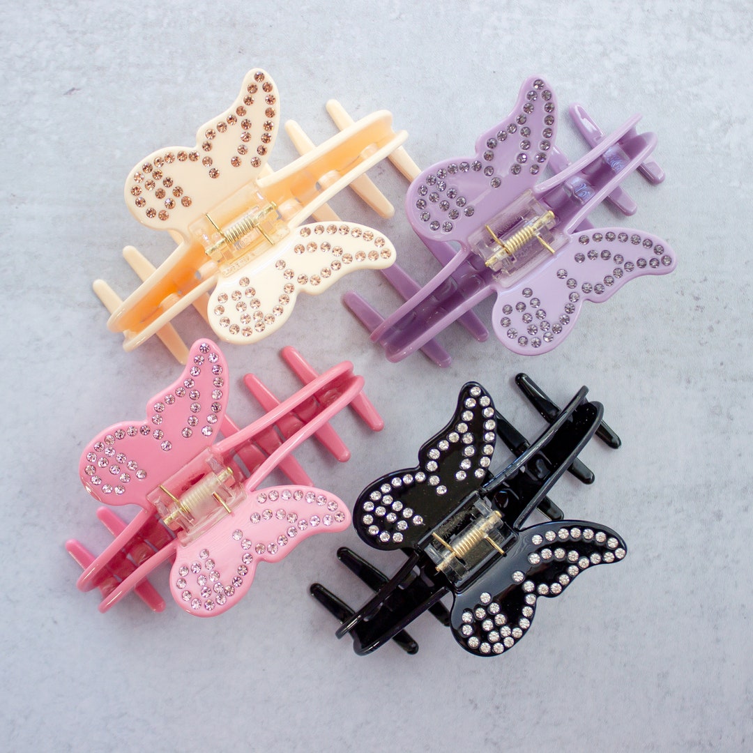 FLUTTER | Embellished Rhinestone Butterfly Claw Clips Hair Claw Clip ...