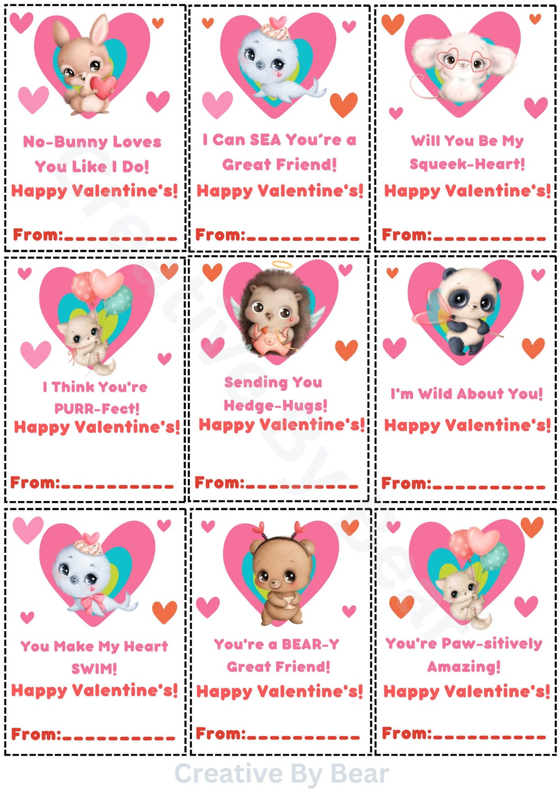 The Cutest Animal Valentine's Card Printable - Etsy