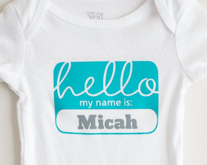 Personalized Name Tag Baby Bodysuit / Baby Bodysuit / Cute Creeper LONG ...