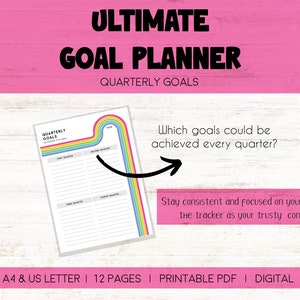 Rainbow Goal Setting Tracker BUNDLE, SMART Planner Yearly Monthly ...