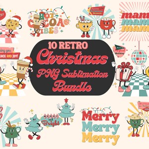 Funny Retro Christmas PNG Bundle, Retro Cartoon Characters, Sublimation ...