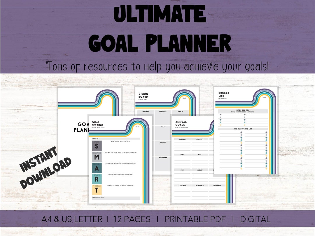 Mystic Goal Setting Tracker BUNDLE, SMART Planner Yearly Monthly Habits ...