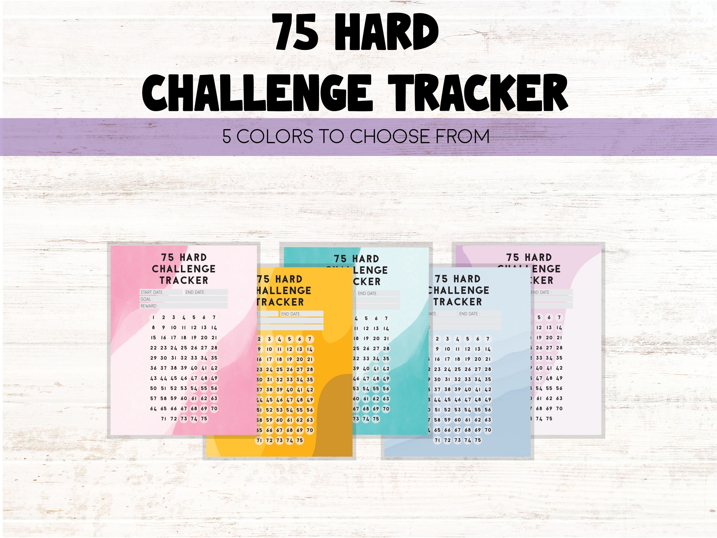 75 Hard Challenge Printable Workout Plan Habit Tracker Day Challenge ...