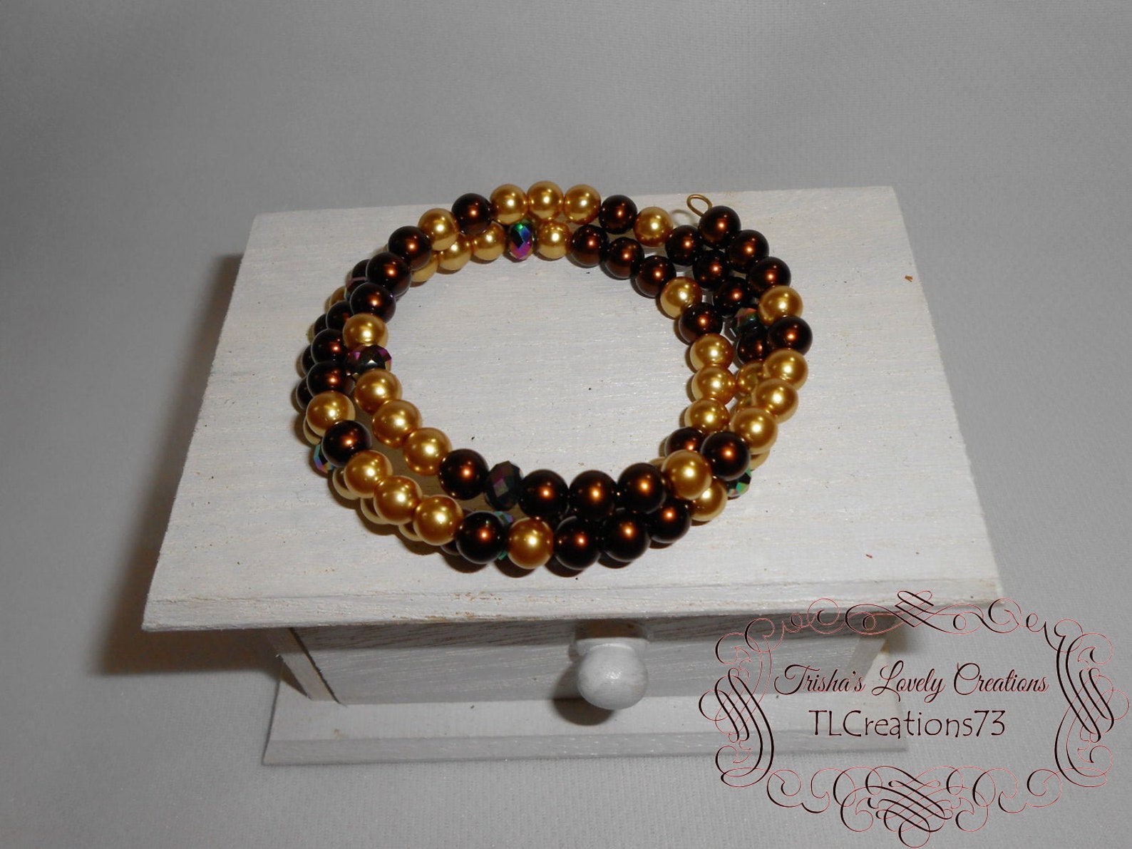 Beautiful Triple Wrap Memory Wire Bracelet Gold and Brown - Etsy