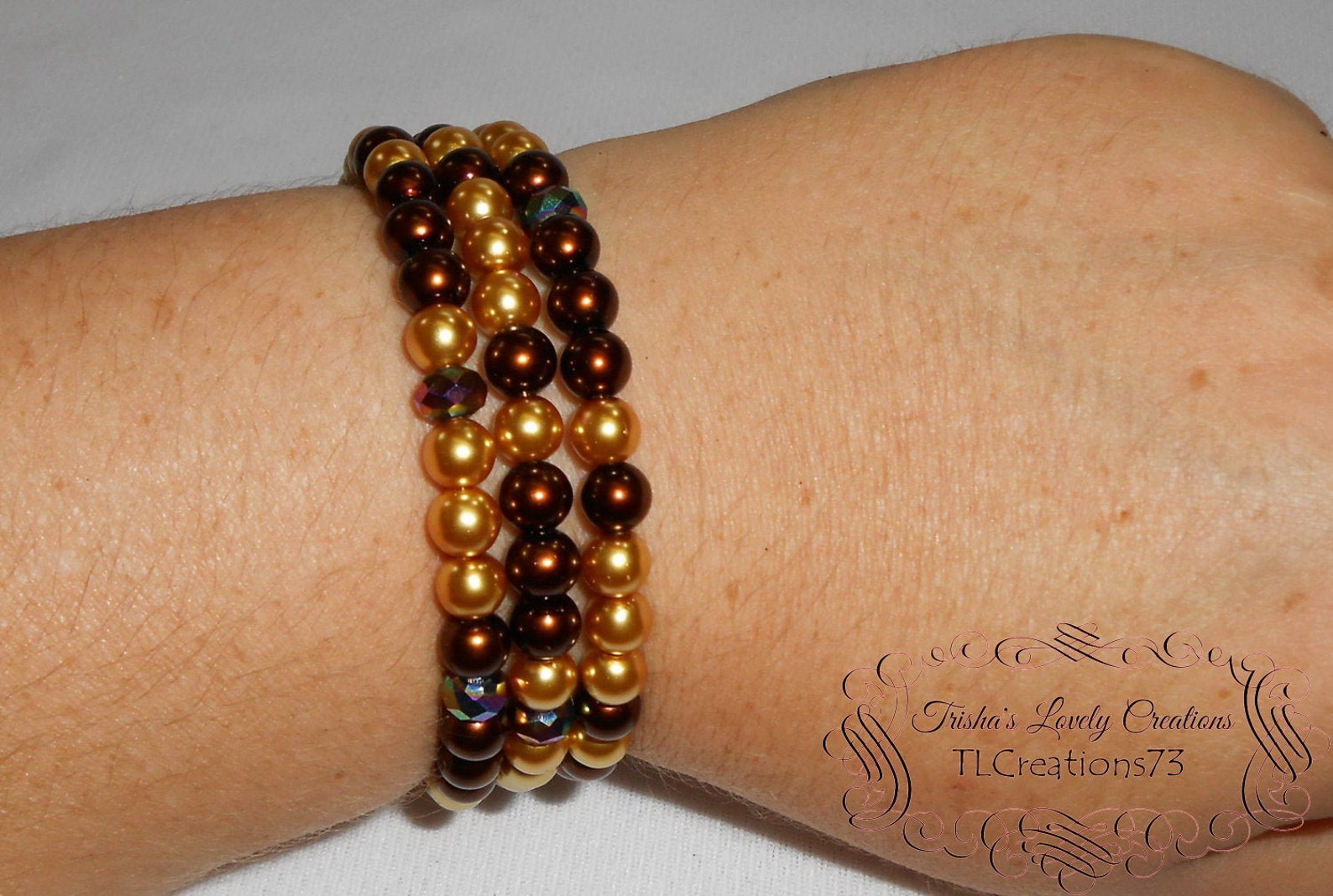 Beautiful Triple Wrap Memory Wire Bracelet Gold and Brown - Etsy