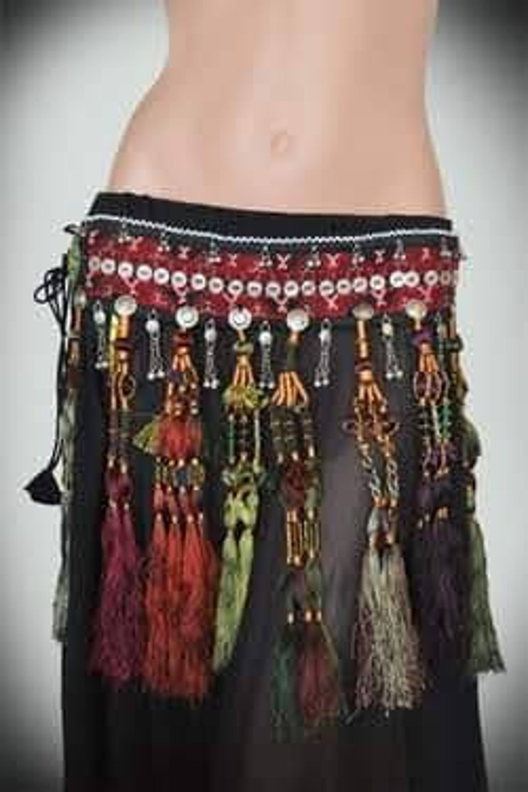 Kuchi Vintage Bohemian Deluxe Tribal Bellydance Gypsy Silk Tassel Belt ...