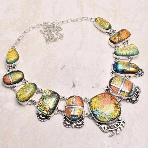 Golden Peacock Stunning Dichroic Art Glass ArtDeco Mu… - Gem