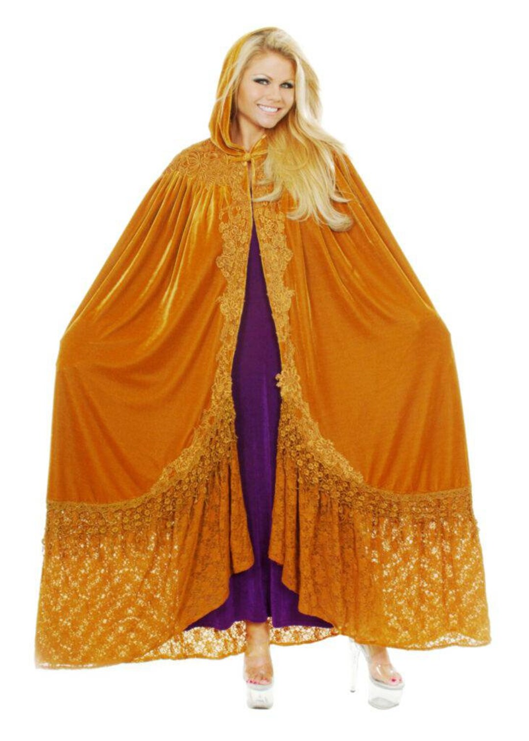 XL Golden Goddess Mucha Opera Cape Cloak Vintage Style Velvet Artdeco ...