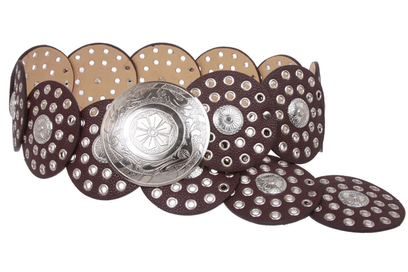 Dark Chocolate Truffle Brown Moroccan Disc Bohemian Tribal Leather Belt ...