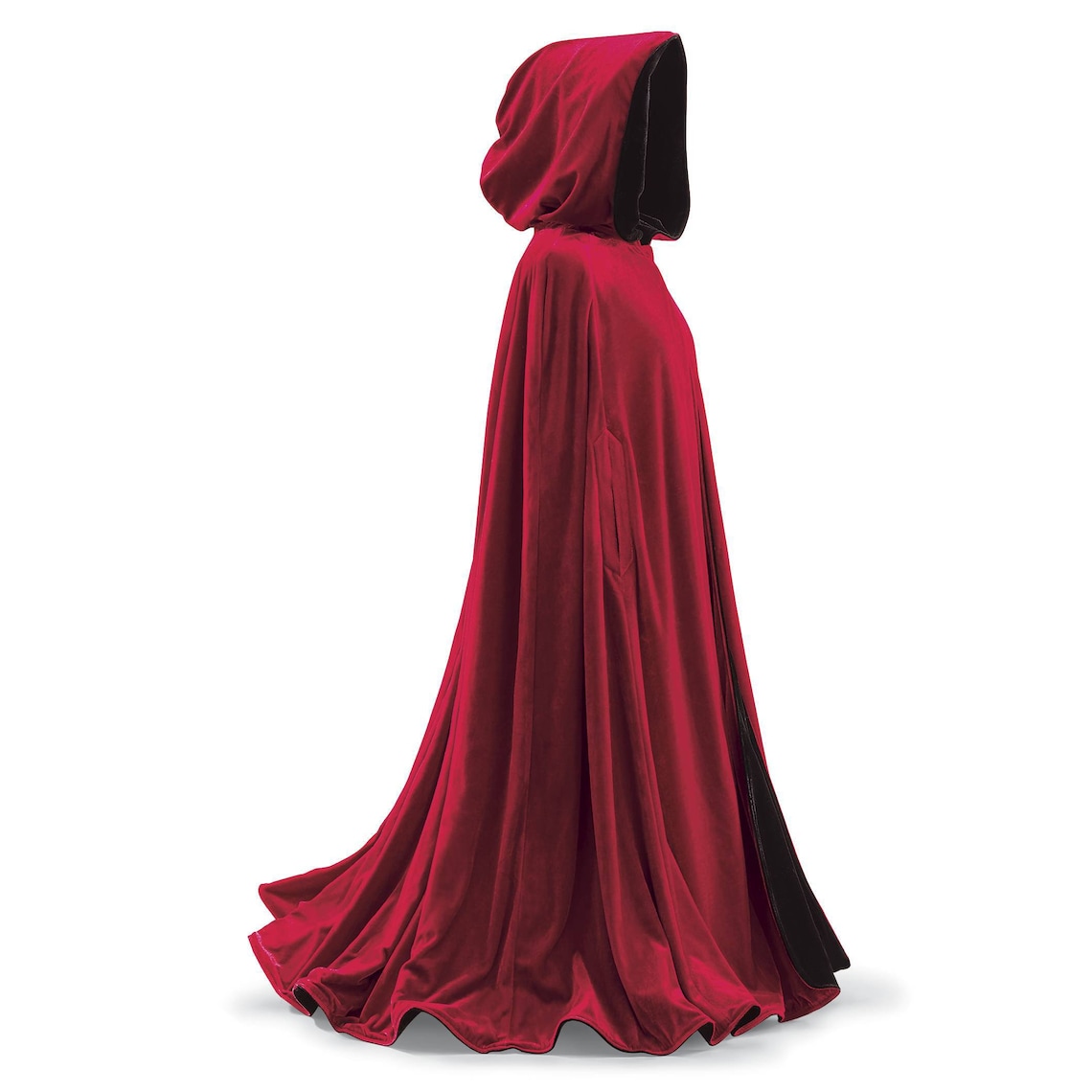 XL Red to Black Goddess Mucha Opera Cape Cloak Vintage Style Velvet ...