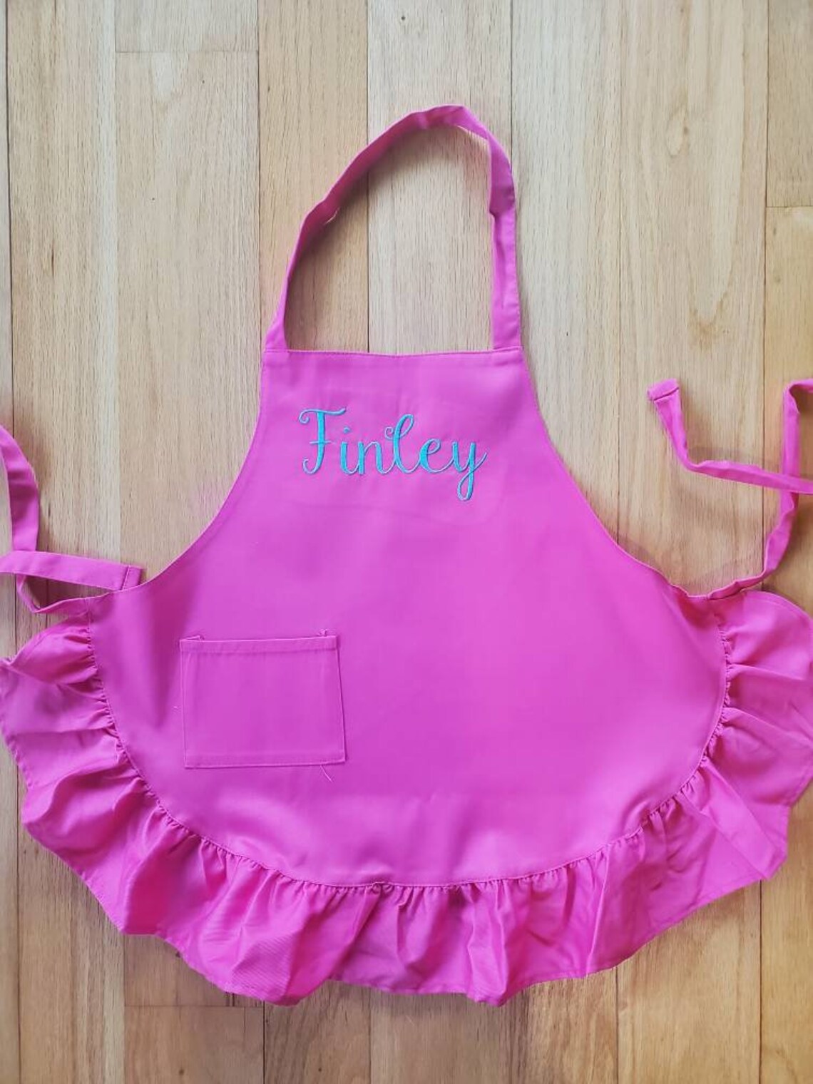 Hot Pink Monogrammed Toddler Aprons Pink Ruffled Apron Kids | Etsy