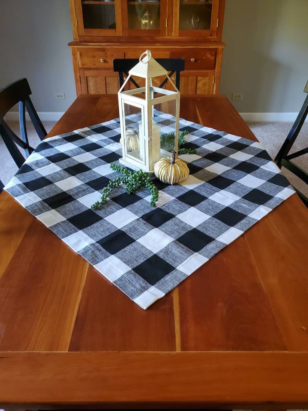 Buffalo Check Table Throw; Table Throw; Buffalo Check Throw; Black and ...