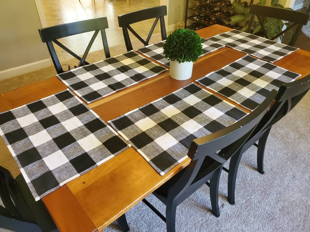Buffalo Check Placemats: Farmhouse Black and White Cotton Set - Etsy