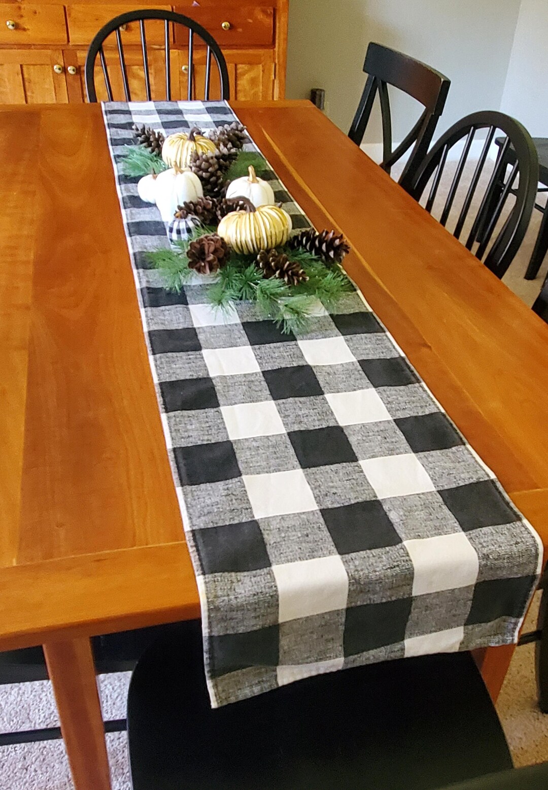 Buffalo Check Table Runners | Black & White Table Runner | Buffalo Check | Farmhouse Table ...