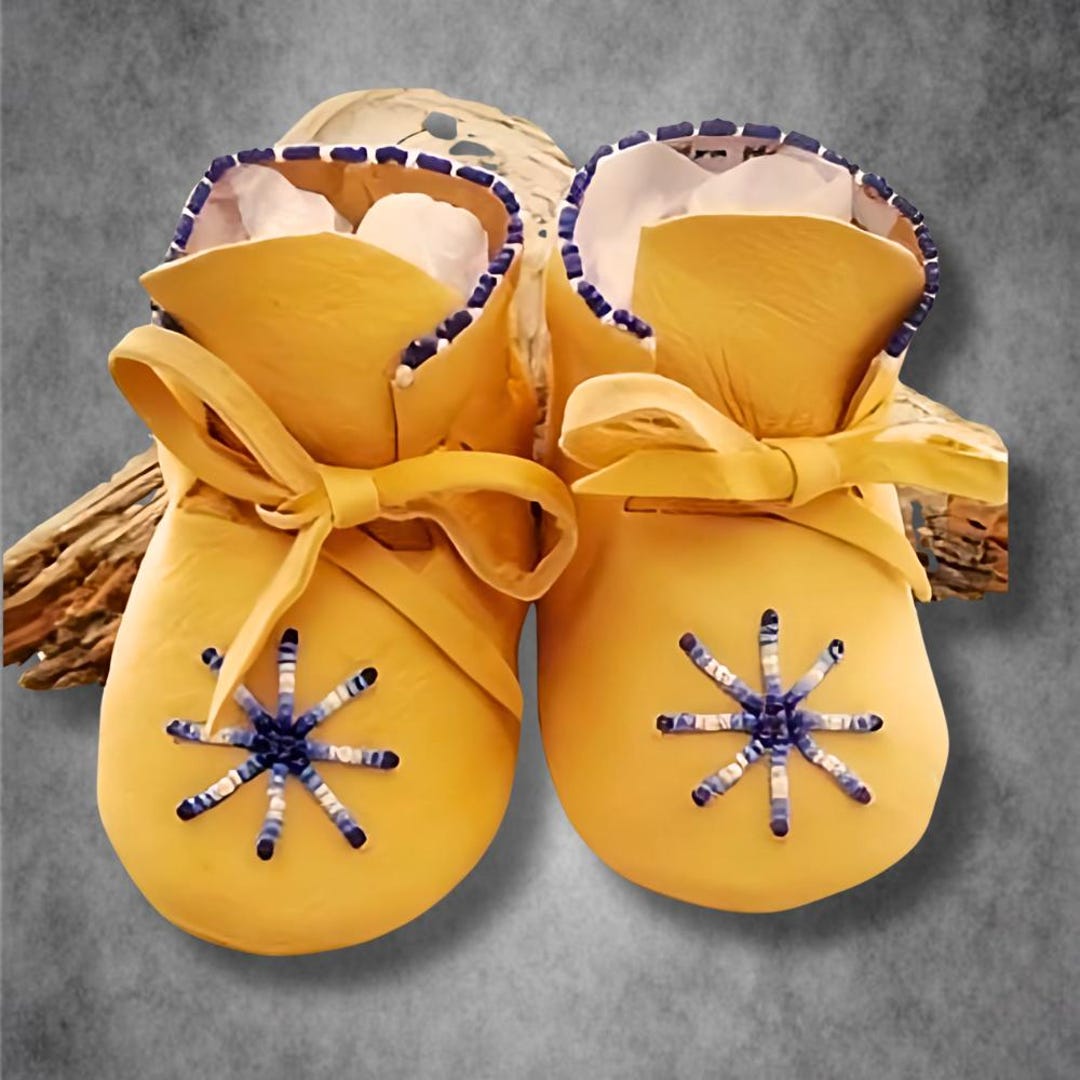 Native American Beaded Baby Moccasins: Soft Leather Crib Shoes - Etsy