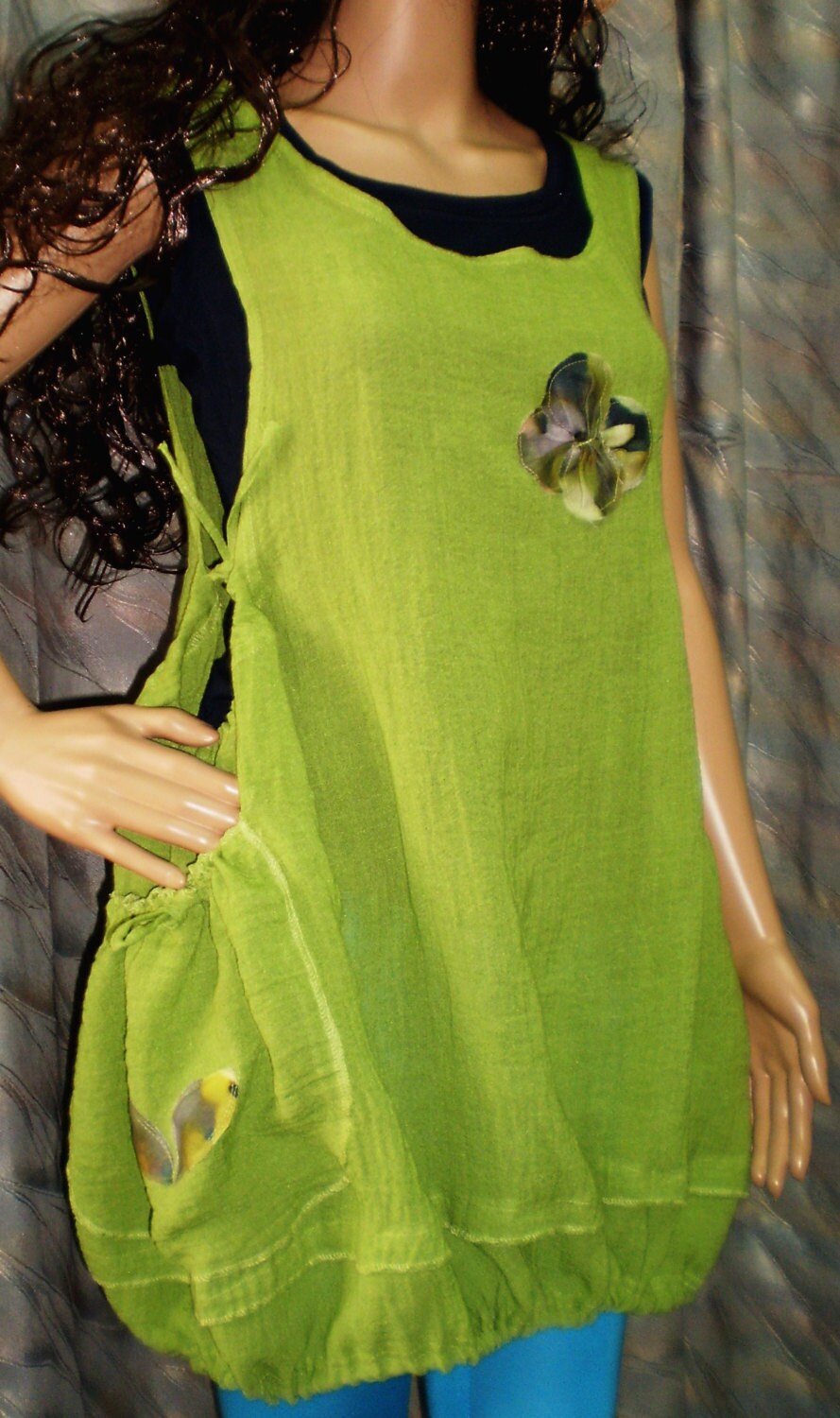 Oversized Linen Tunic Super Cute Short Tunic With a Flower & Nara LT009 ...