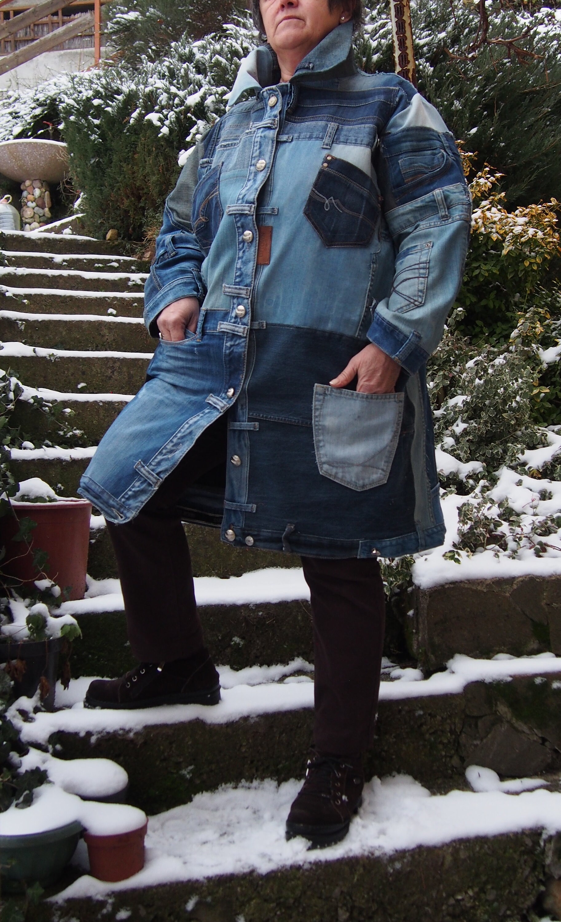 Unique Denim Coat Patches Ripped Denim Cape Patchwork Jeans - Etsy
