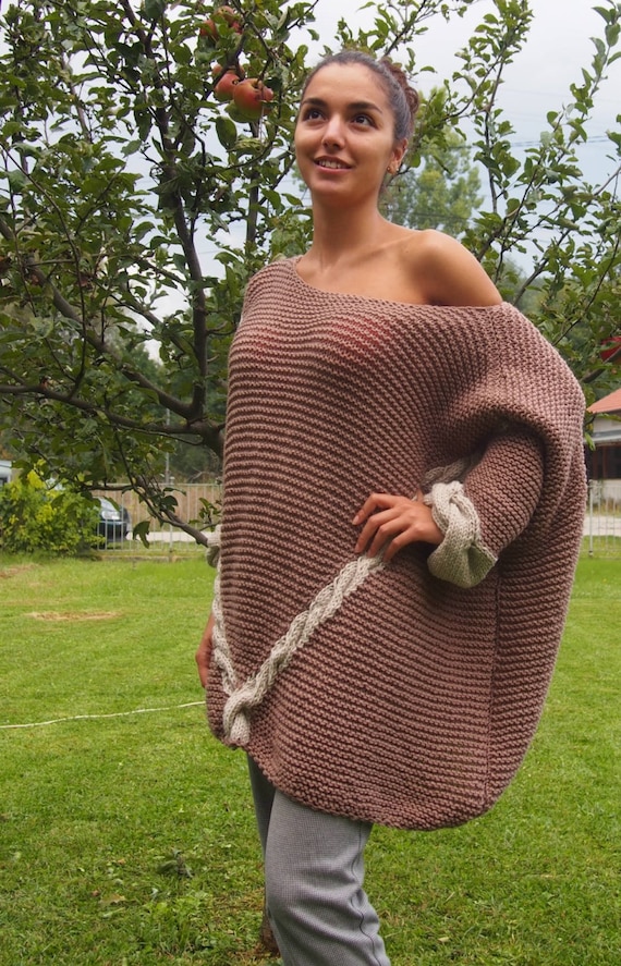 Handmade Over Sized Sweater Dolman Sleeve Wool Sweater With - Etsy