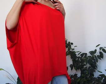 Red Asymmetric Top/sexy Red Tunic/loose Belt Vest/sleeveless Tunic Top ...