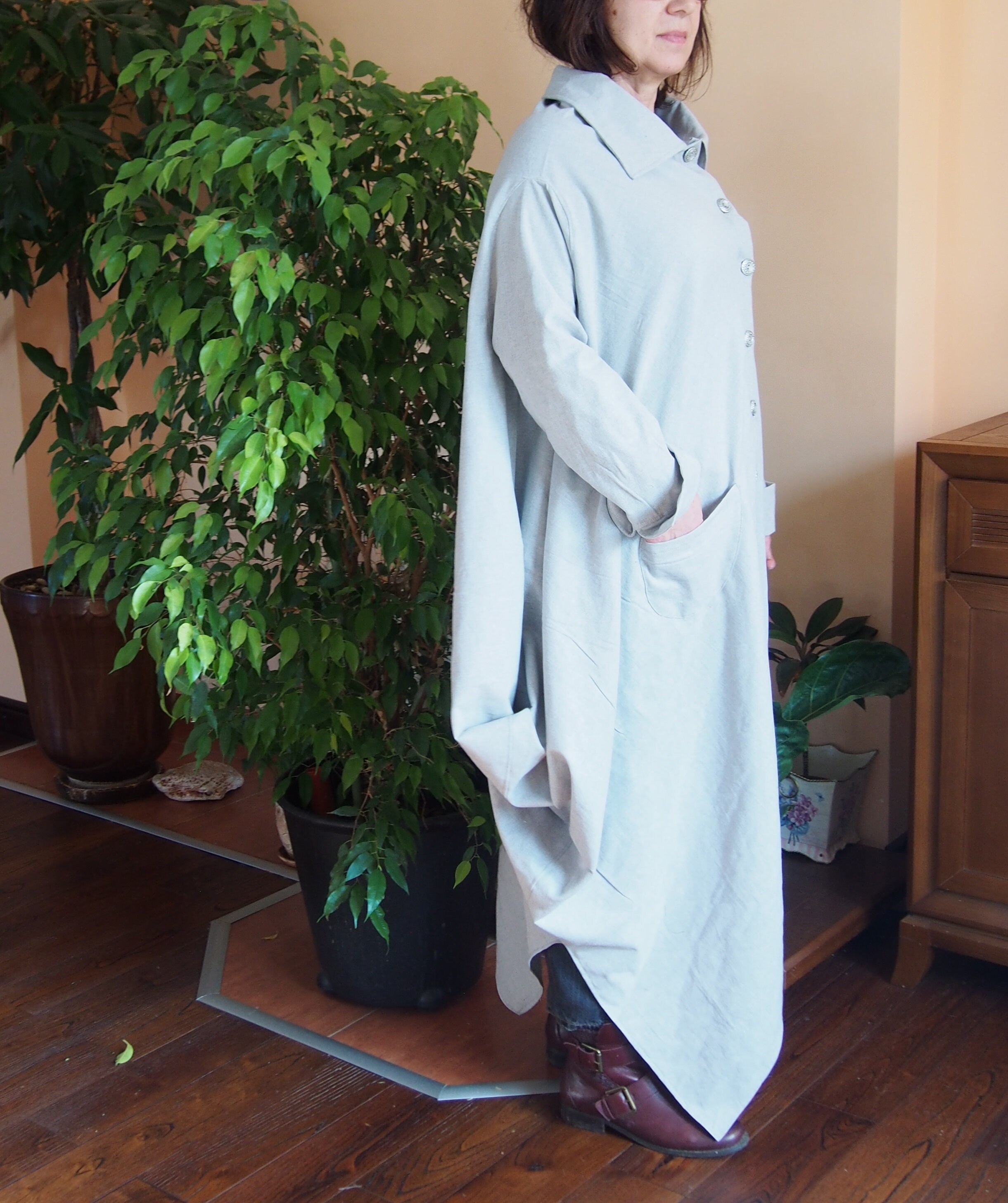 Buy Loose Linen Cloak Asymmetrical Cloak Coat Long Linen Duster Online ...