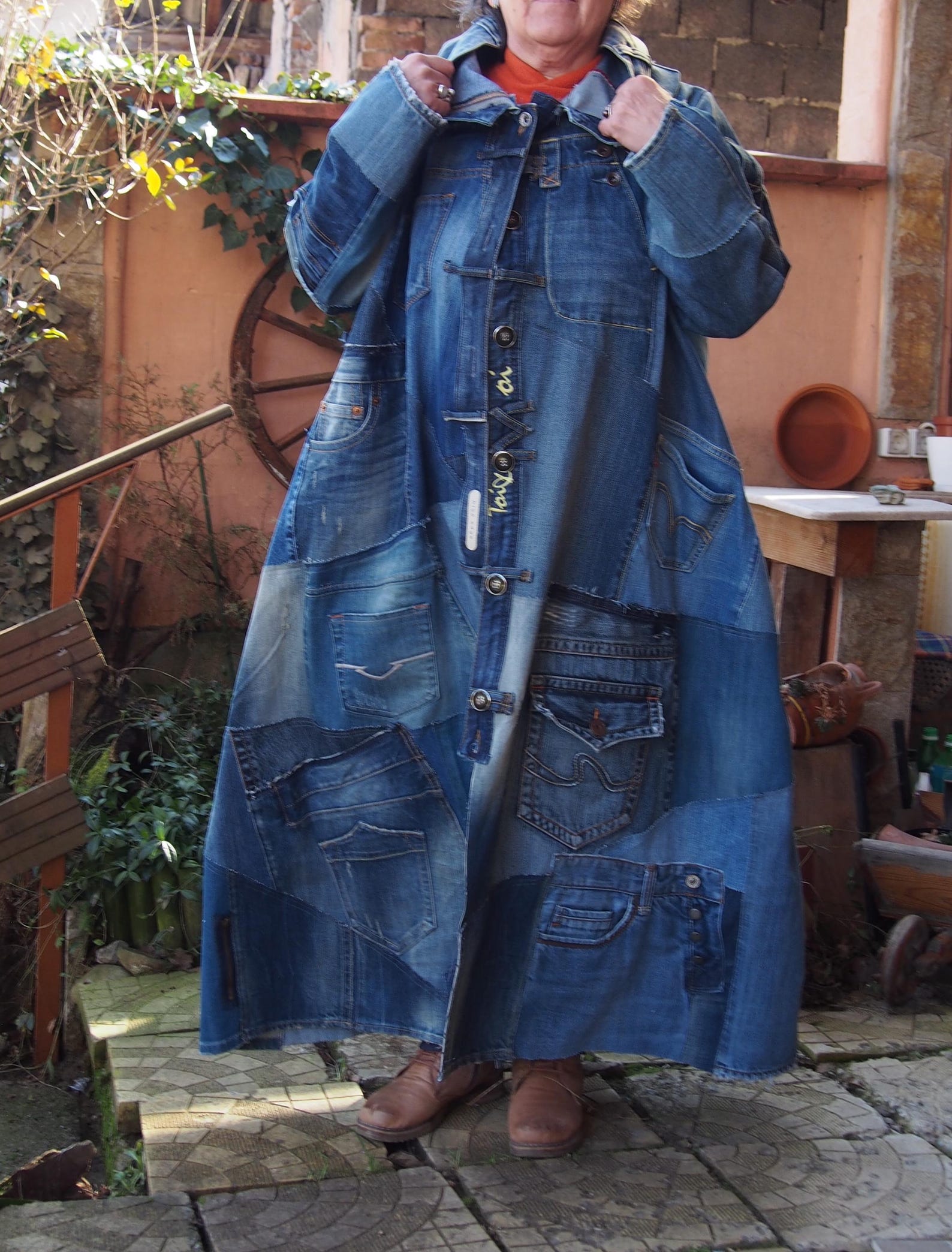 Upcycled Denim Patchwork Coat: Ripped Jean Cape With Hood - Etsy