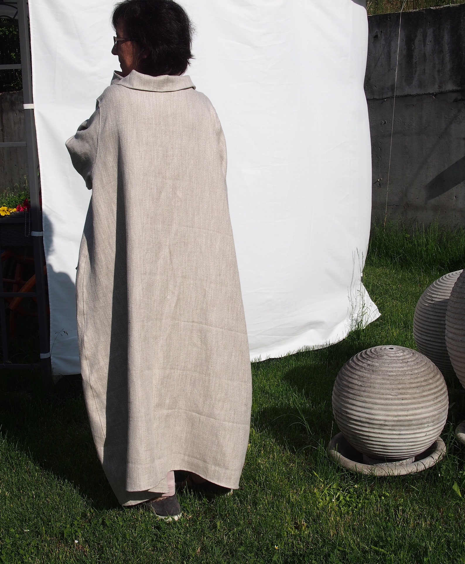 Loose Linen Cloak, Linen Long Coat, Long Linen Duster, Linen Tunic ...