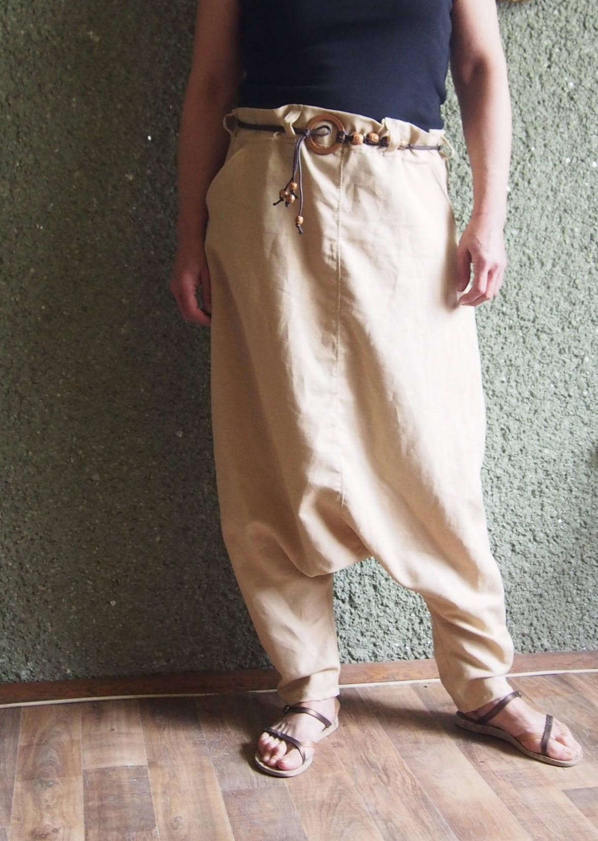 Loose Linen Pants Low Bottom Pants Drop Crotch Harem Pants - Etsy