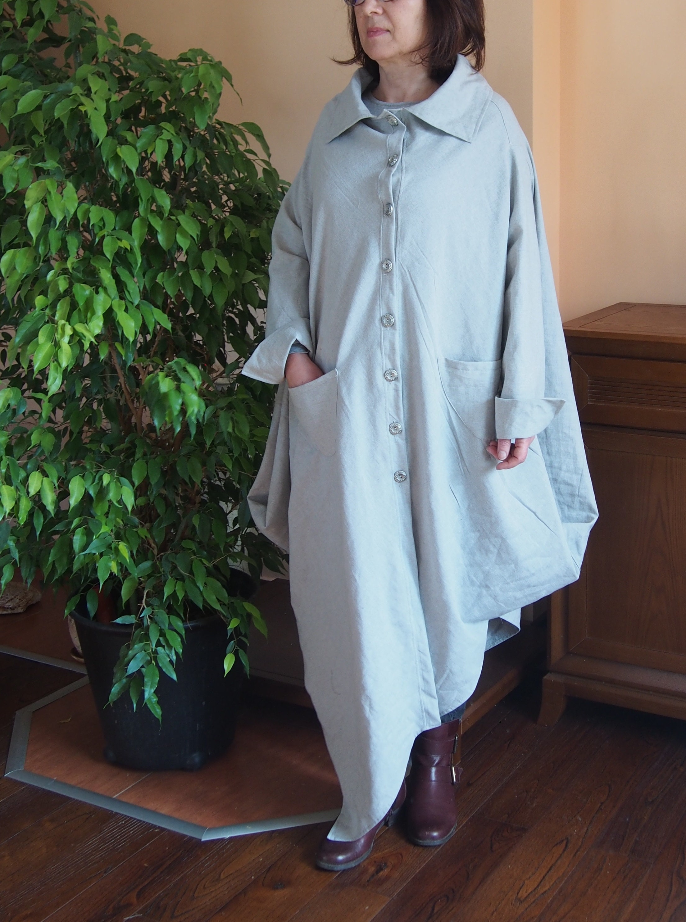 Loose Linen Cloak Asymmetrical Cloak Coat Long Linen Duster | Etsy