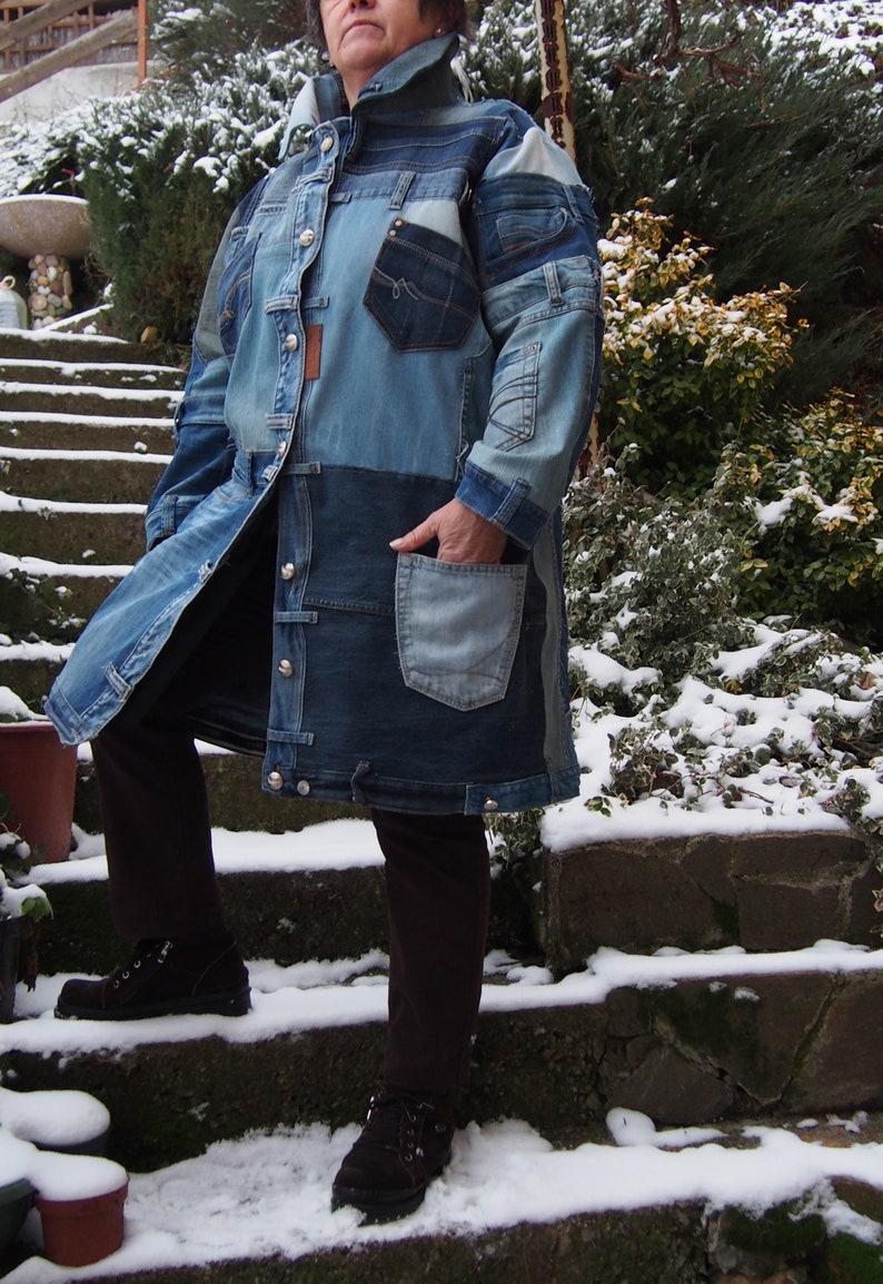 Unique Denim Coat Patches Ripped Denim Cape Patchwork Jeans - Etsy