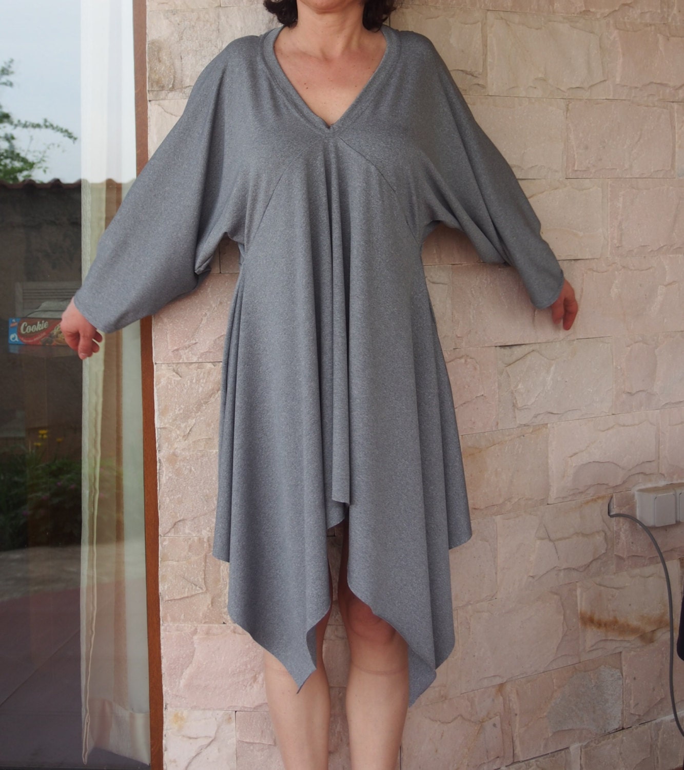 Summer Gray Loose Tunic Asymmetric Tunic Top Maxi Blouse Soft Viscose ...