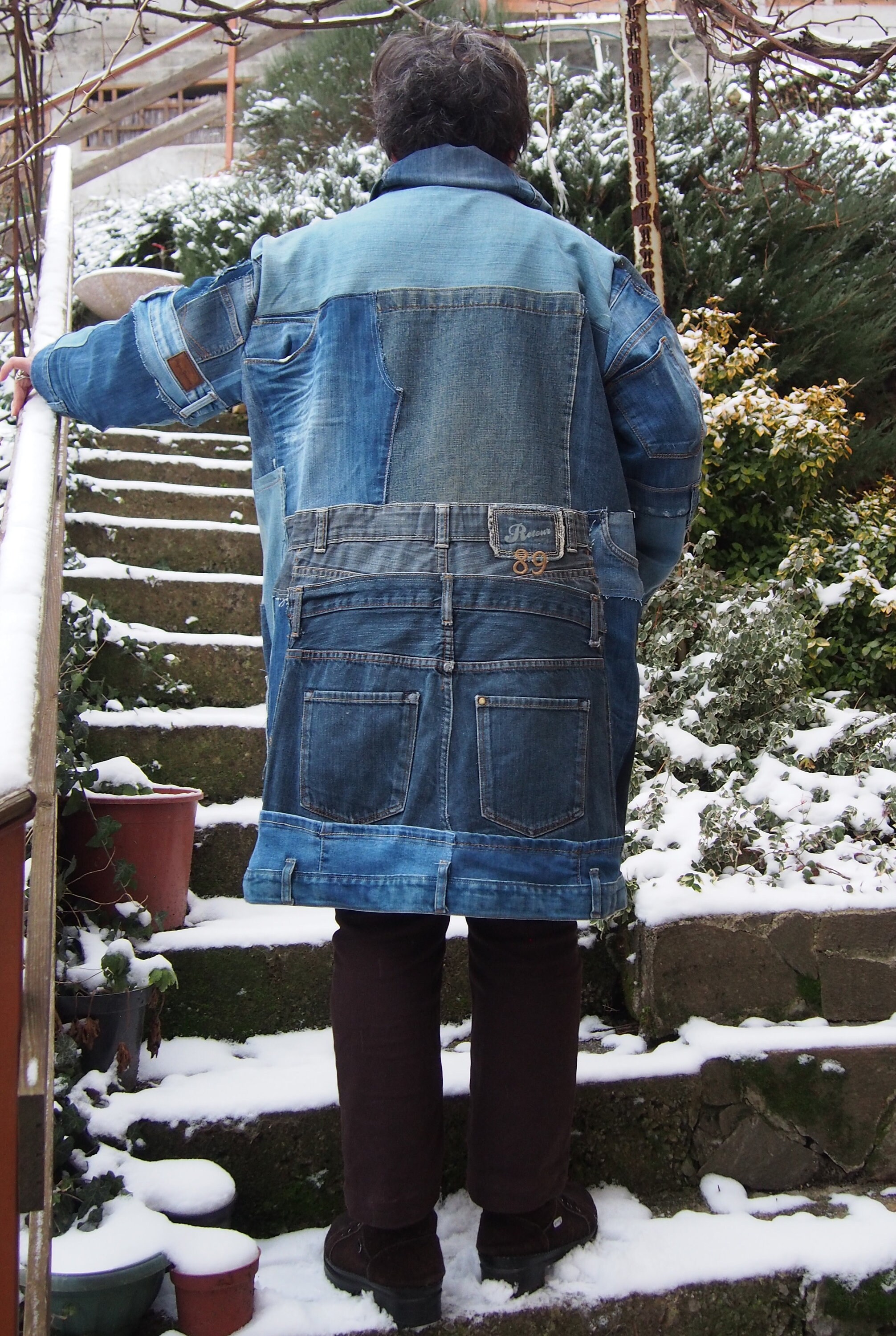 Unique Denim Coat Patches Ripped Denim Cape Patchwork Jeans - Etsy