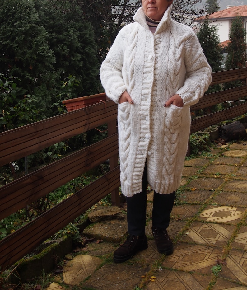 Long Chunky Knit Cardigan. Oversized Knit Cardigan. Knitwear Vest ...