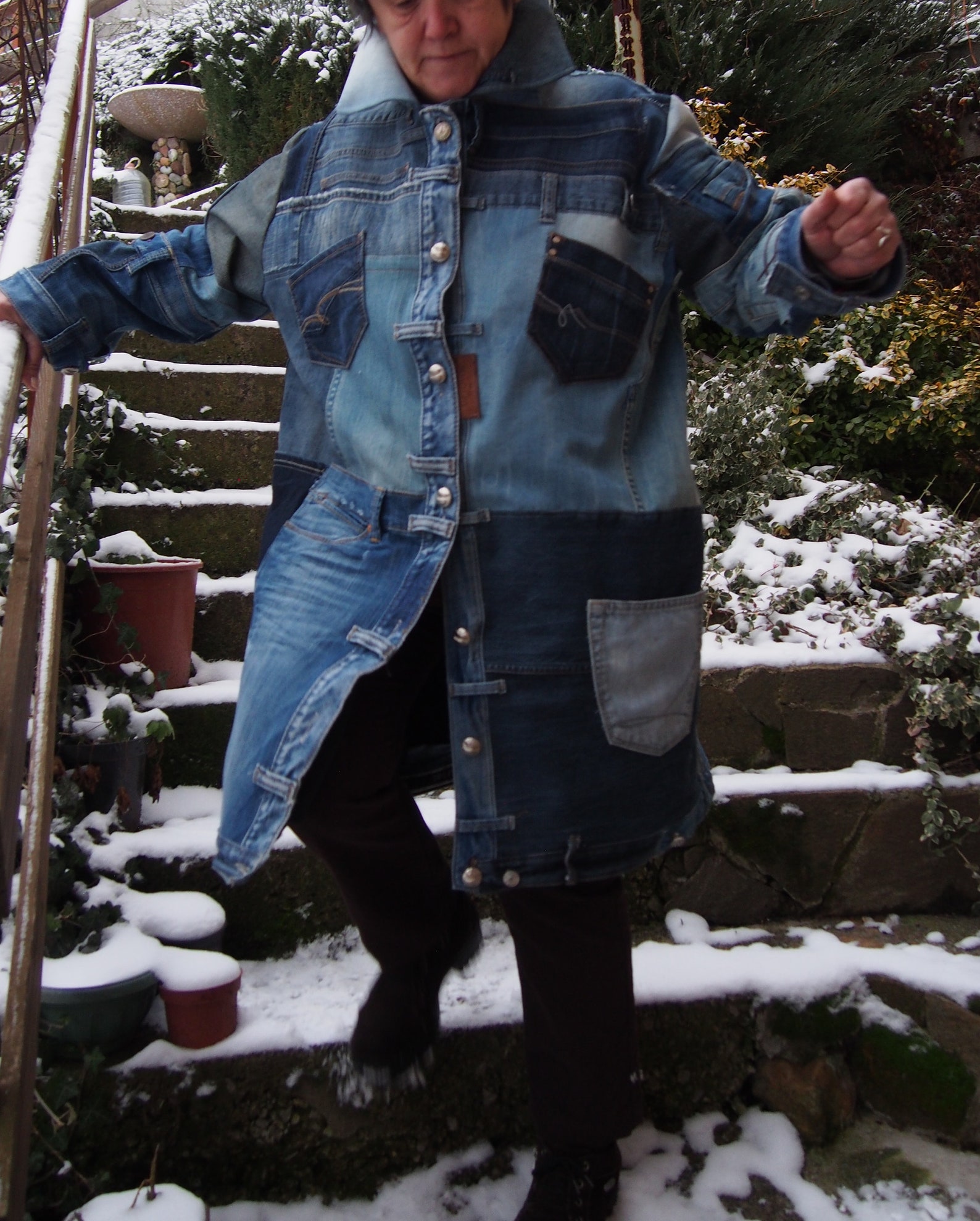 Unique Denim Coat Patches Ripped Denim Cape Patchwork Jeans - Etsy