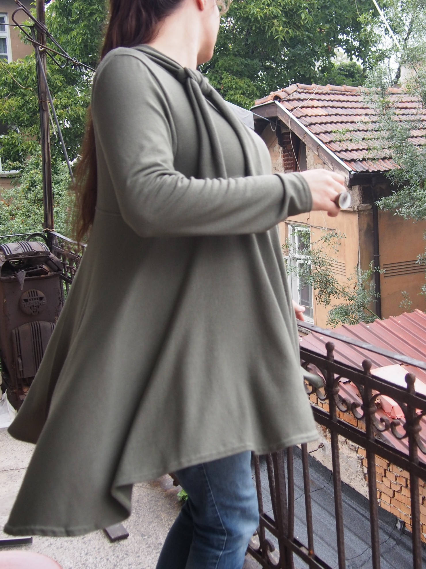 Knitted Blouse Over-sized Long Sleeve Cotton Tunic Asymmetric Tunic ...