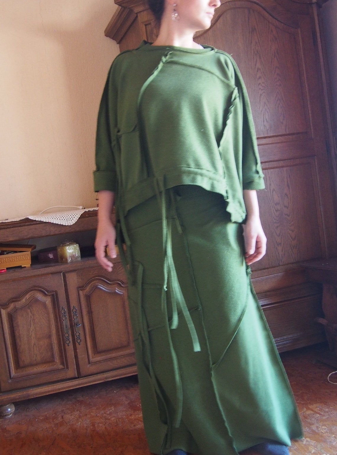 Green Maxi Set Top and Skirt Set Avant Garde Set for Women | Etsy