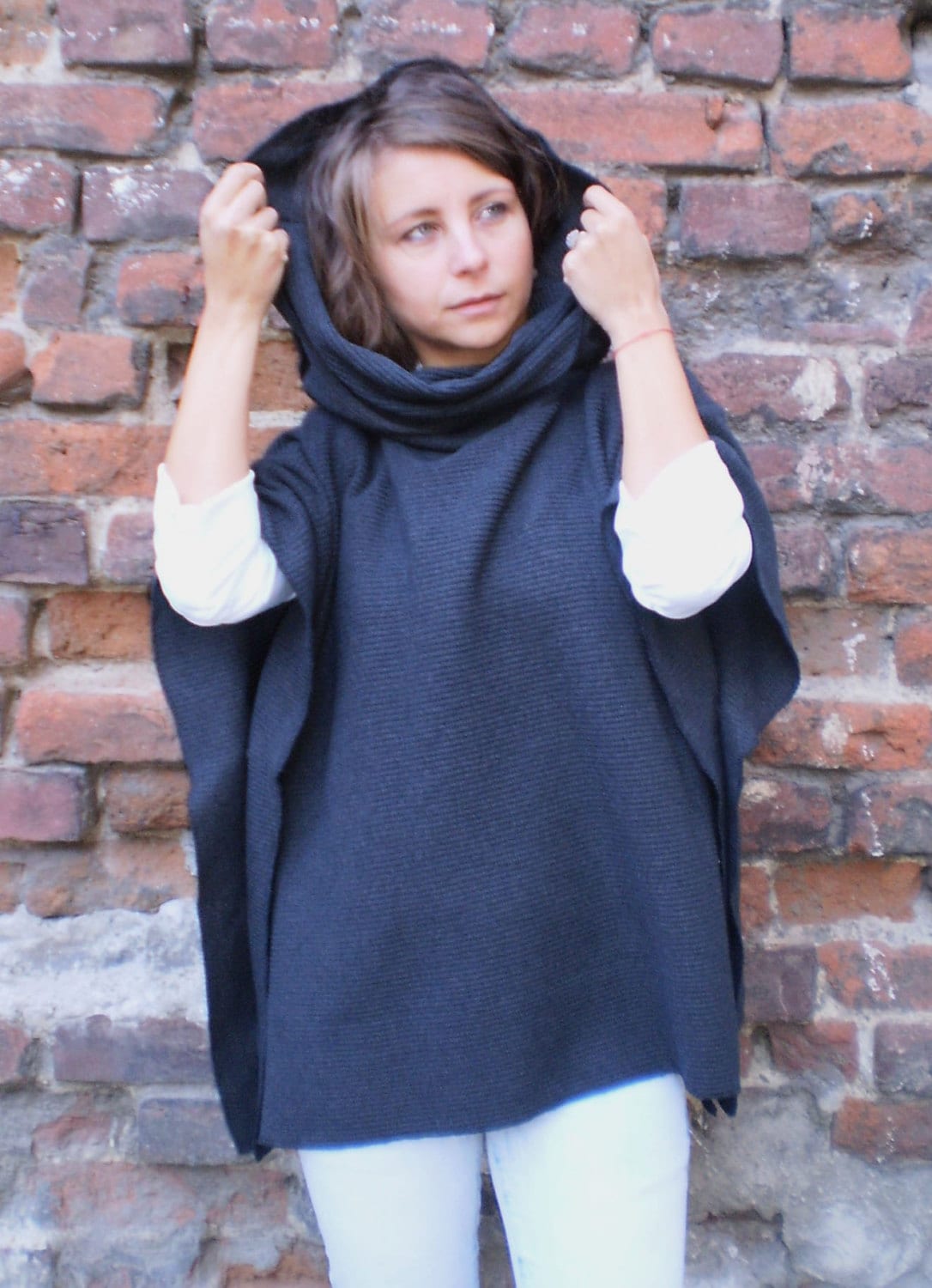 Ultra Comfortable Warm Knitted Poncho With Side Buttons & Nara - Etsy