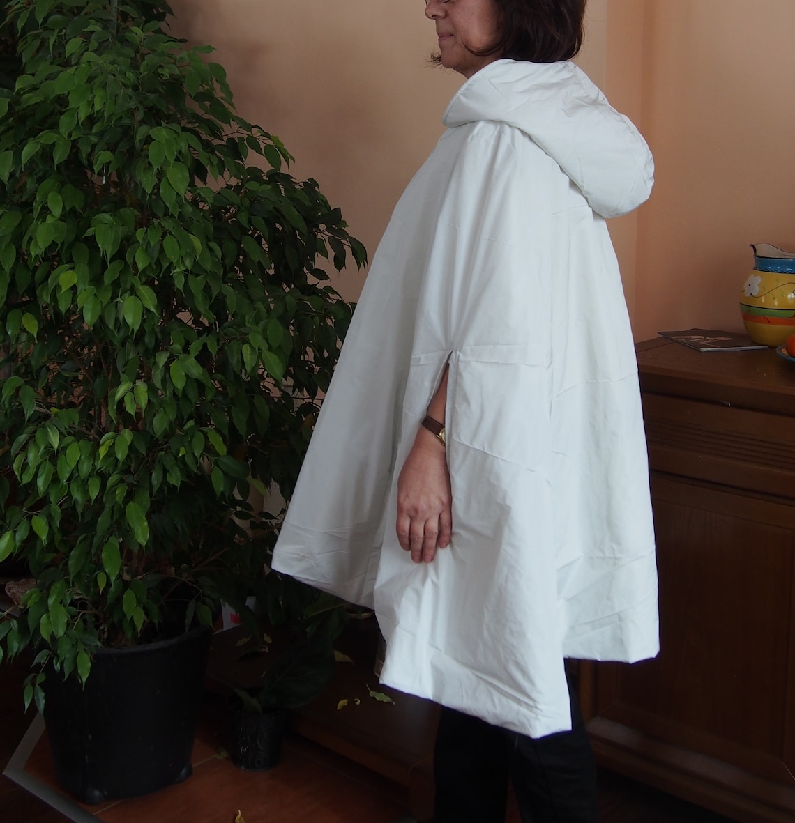 Loose Rain Poncho Hooded Rain Cape Women Raincoat Plus Size | Etsy