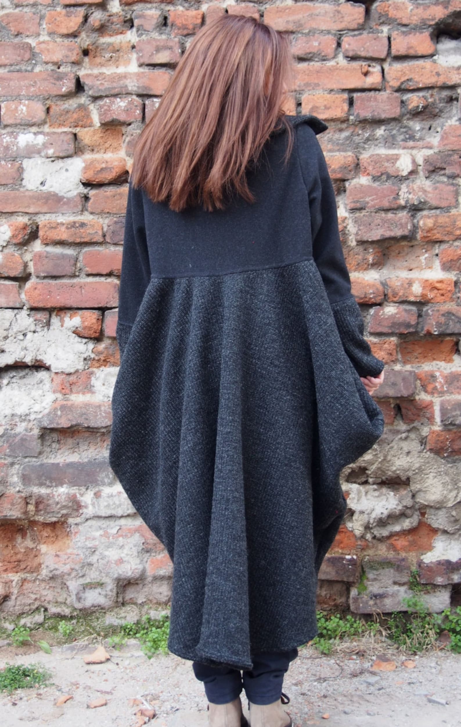 Woman Wool Coat Asymmetric Coat Extravagant Coat Wool - Etsy