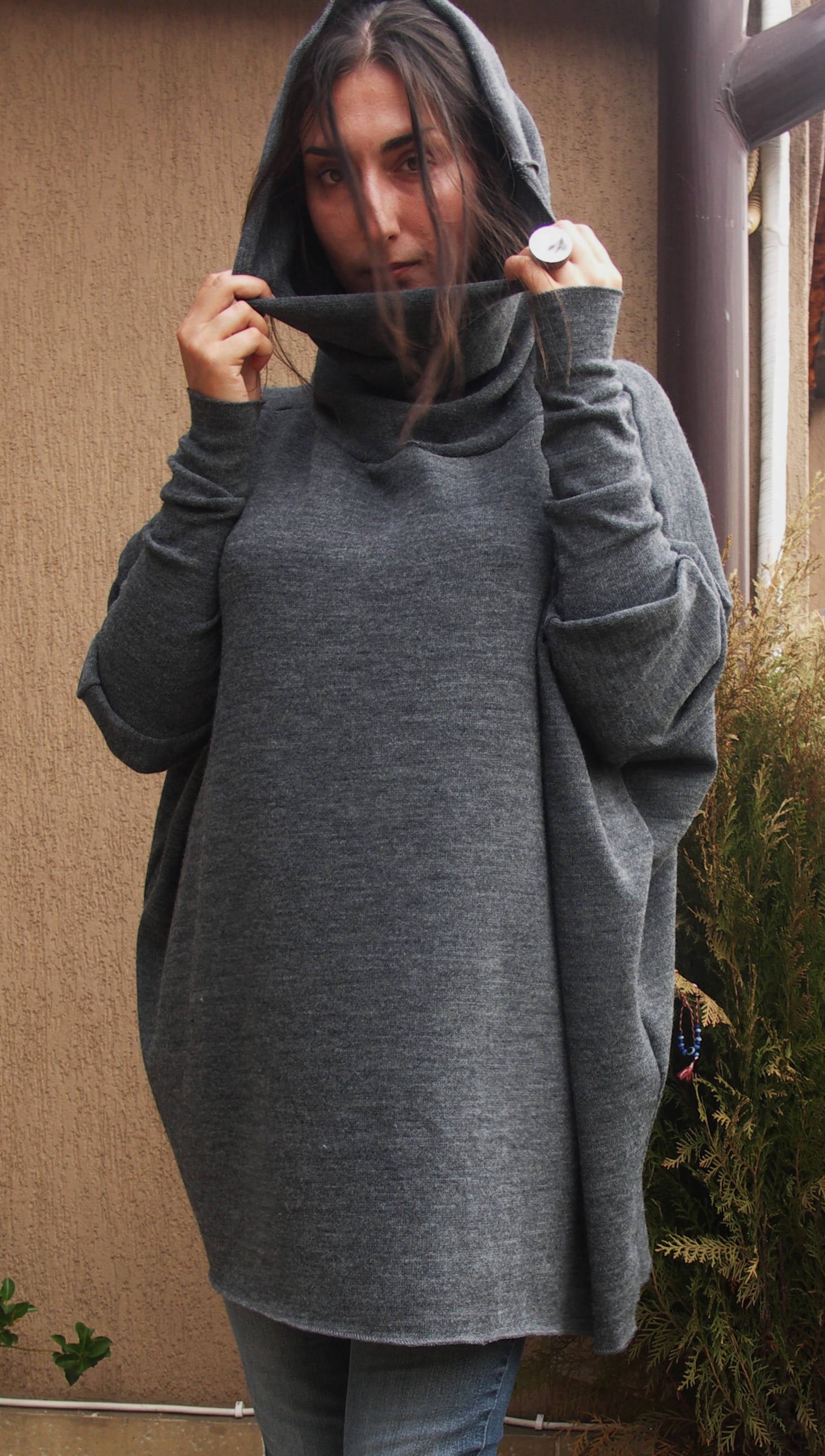 Over-sized Tunic Long Sleeve Knitted Cotton Tunic Turtle Neck - Etsy