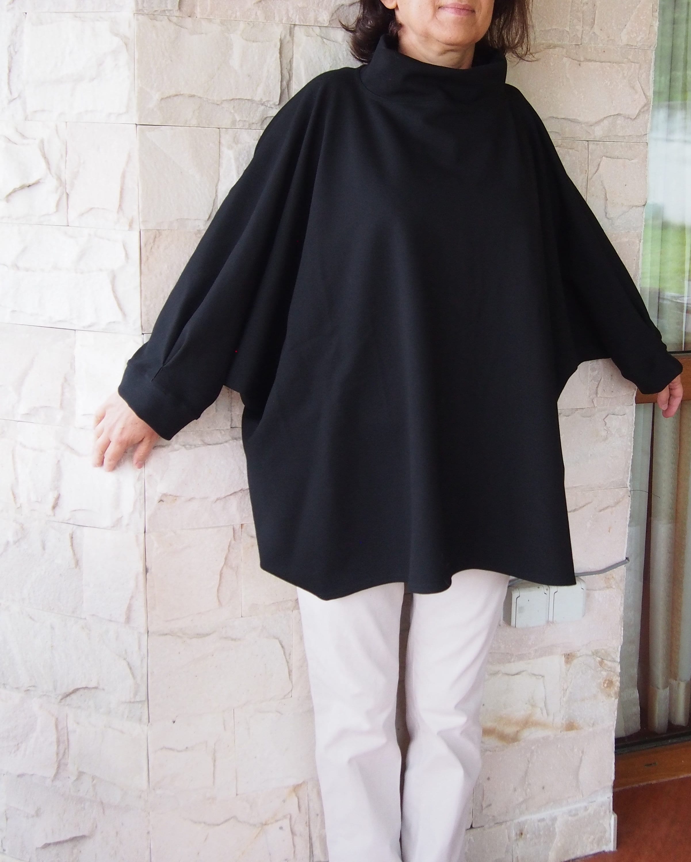 Over-sized Long Sleeve Tunic Quality Cotton Tunic With Polo Collar Long ...